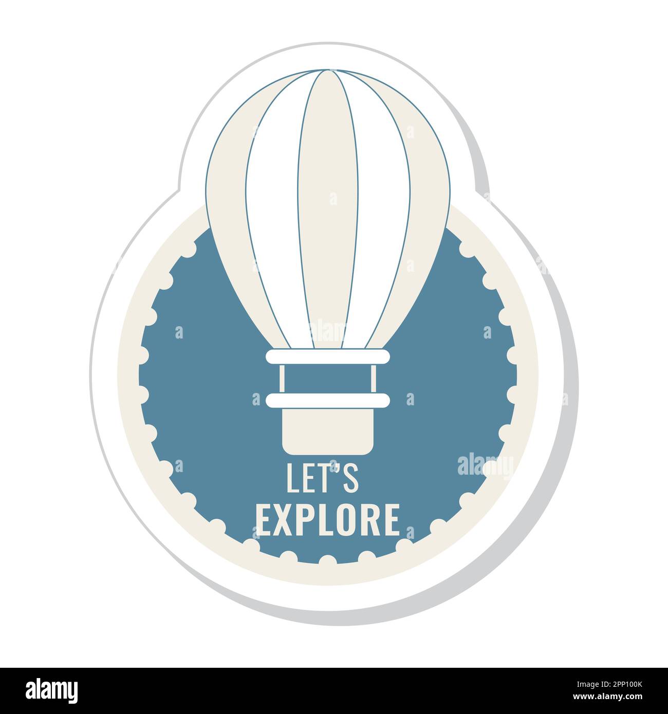 Let's Explore Text With Hot Air Balloon Against Circle Background In ...