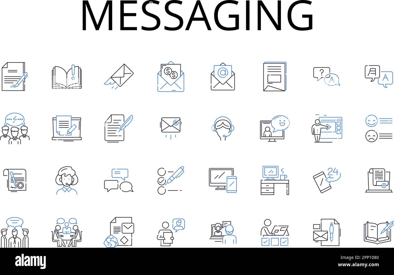 Messaging line icons collection. Chatting, Correspondence, Communicating, Texting, Emailing ...