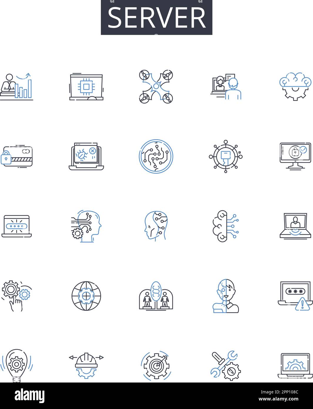 Server line icons collection. Retailer, Distributor, Supplier ...