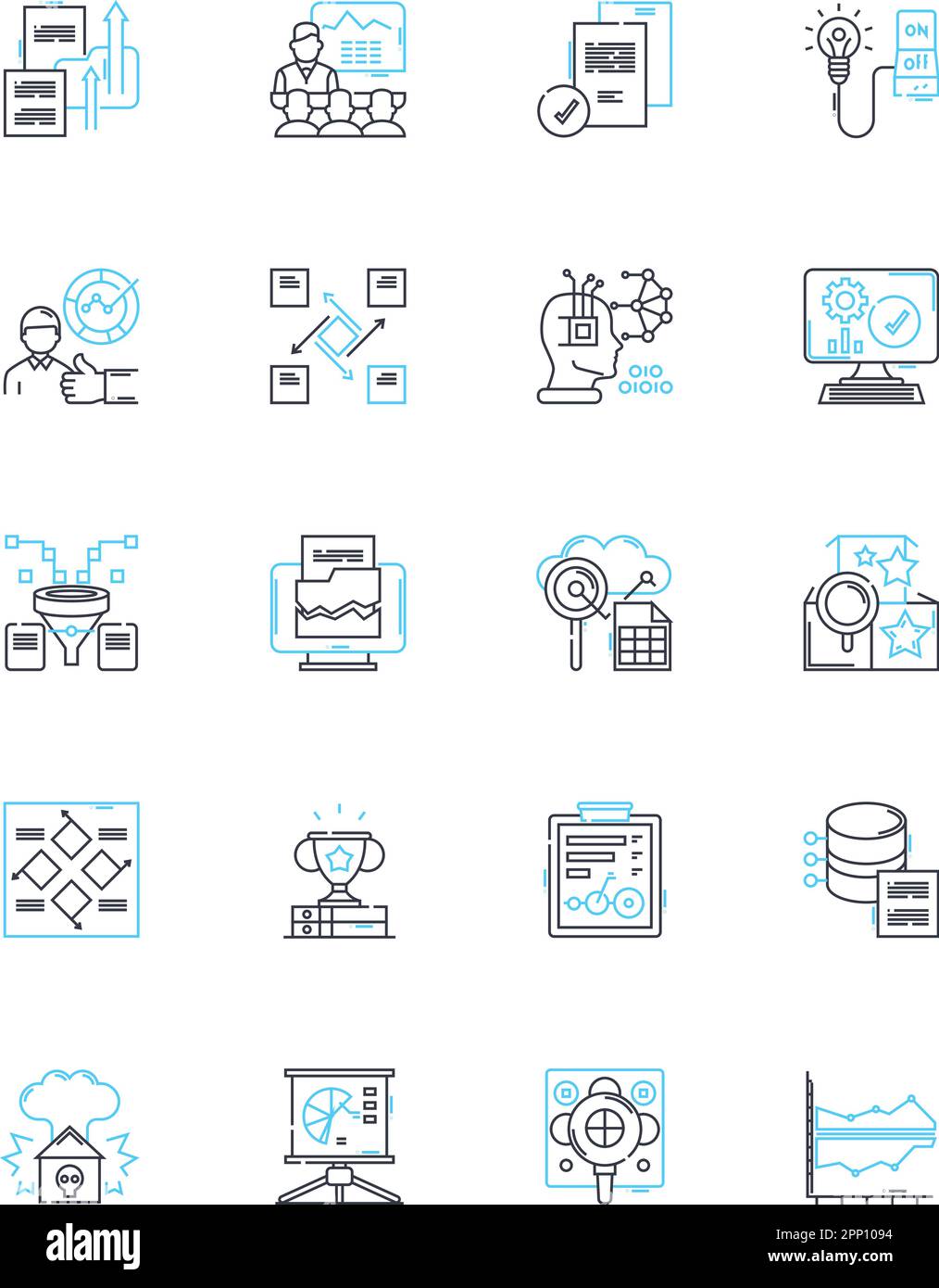 Financial statements linear icons set. Balance, Revenue, Expense ...