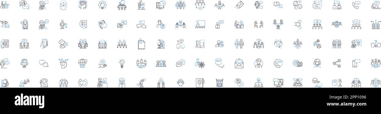 Automated Help Line Icons Collection Assistance Guidance Support