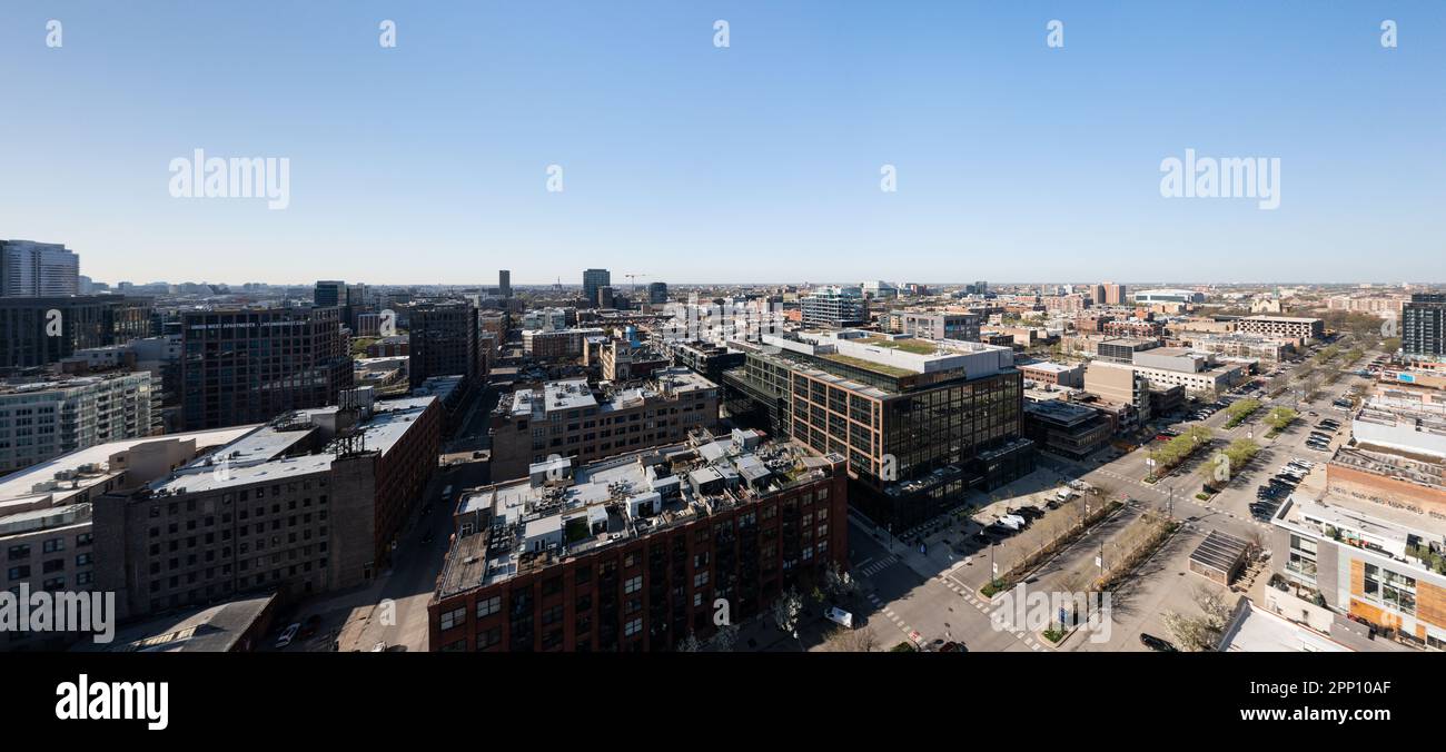 Aerial panoramic view of Chicago's West Loop Stock Photo - Alamy