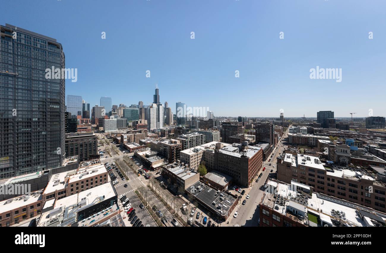 Aerial panoramic view of Chicago's West Loop Stock Photo - Alamy