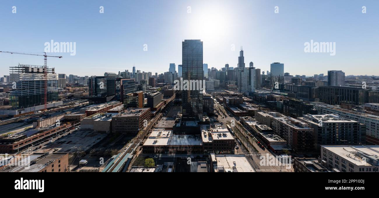 Aerial panoramic view of Chicago's West Loop Stock Photo - Alamy
