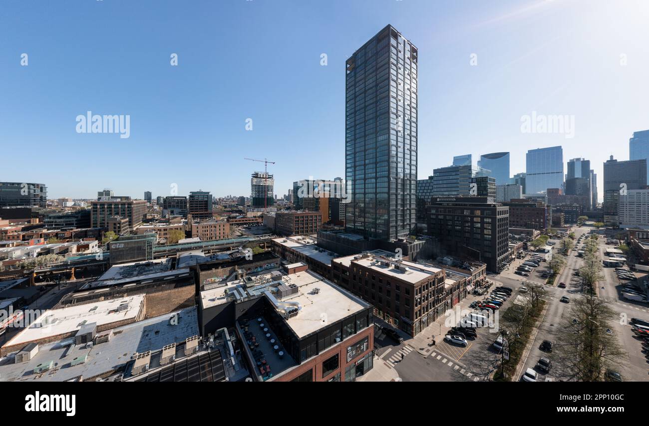 Aerial panoramic view of Chicago's West Loop Stock Photo - Alamy