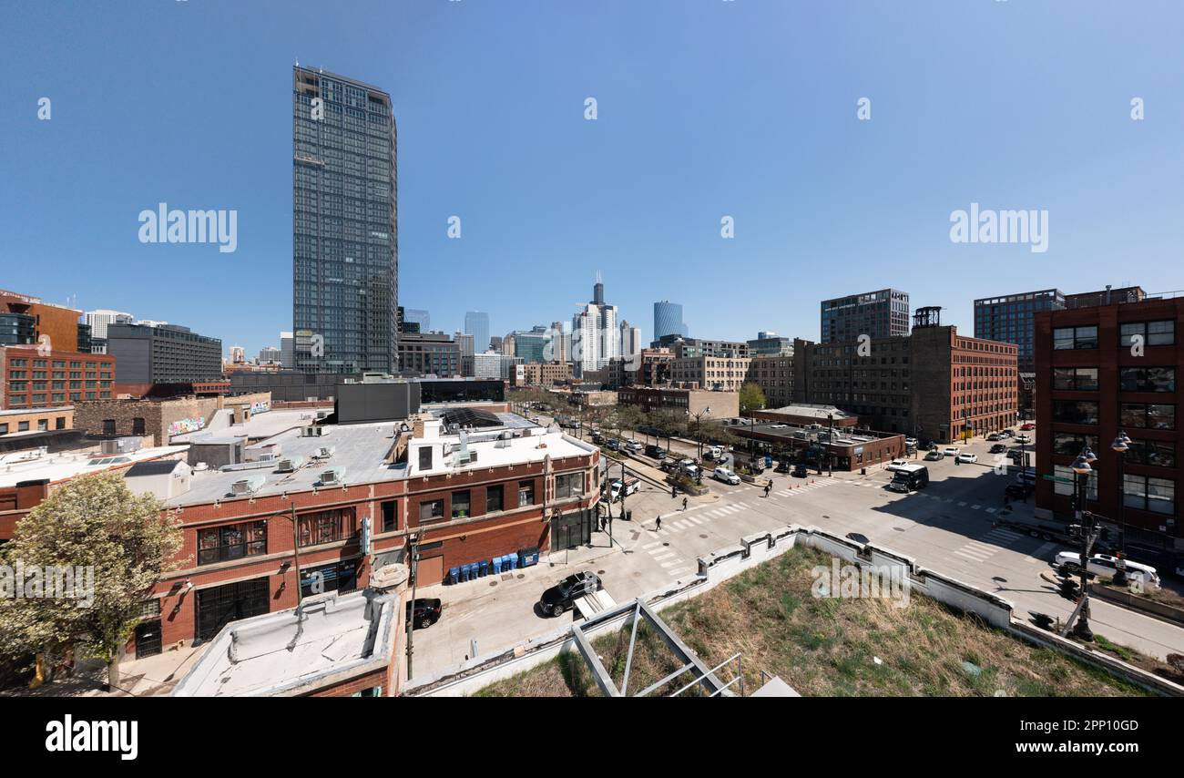 Aerial panoramic view of Chicago's West Loop Stock Photo - Alamy