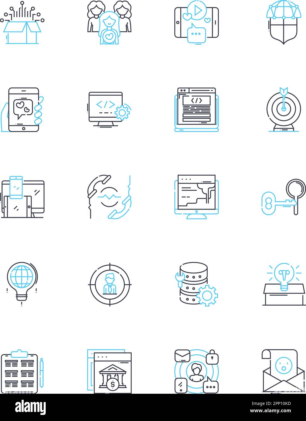 Project Strategy Linear Icons Set Alignment Vision Planning Execution Scope Objectives