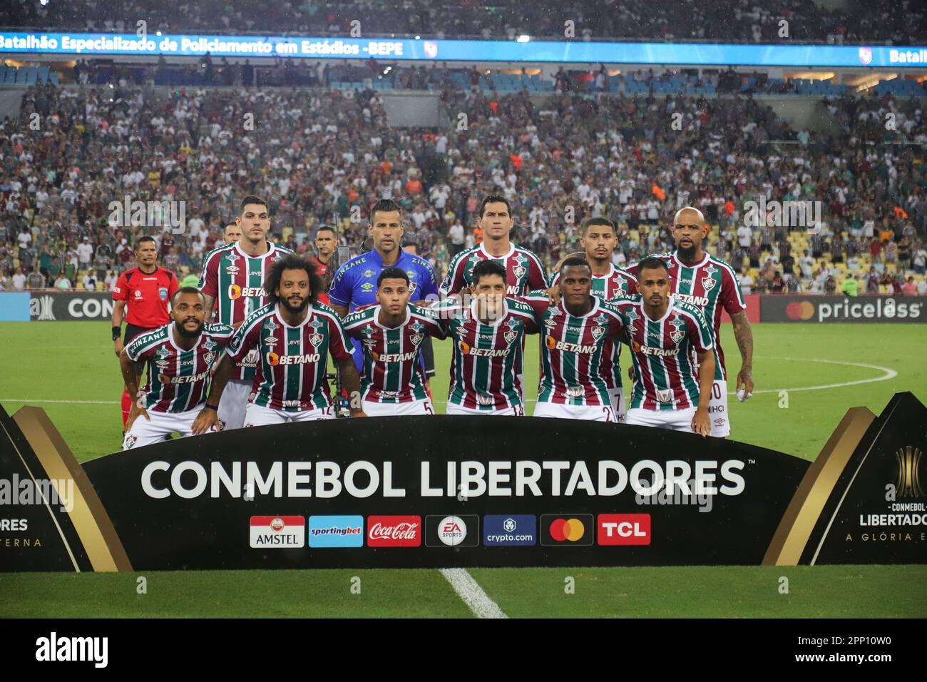 Rio de Janeiro, Brazil, 18th Apr, 2023. Players of Fluminense, poses ...