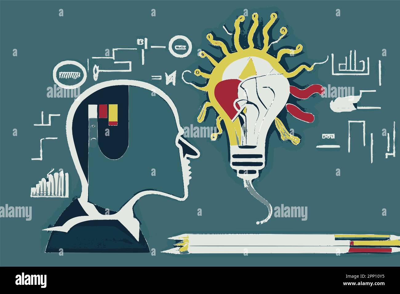 Business concept vector image. Thinking process from idea to ...