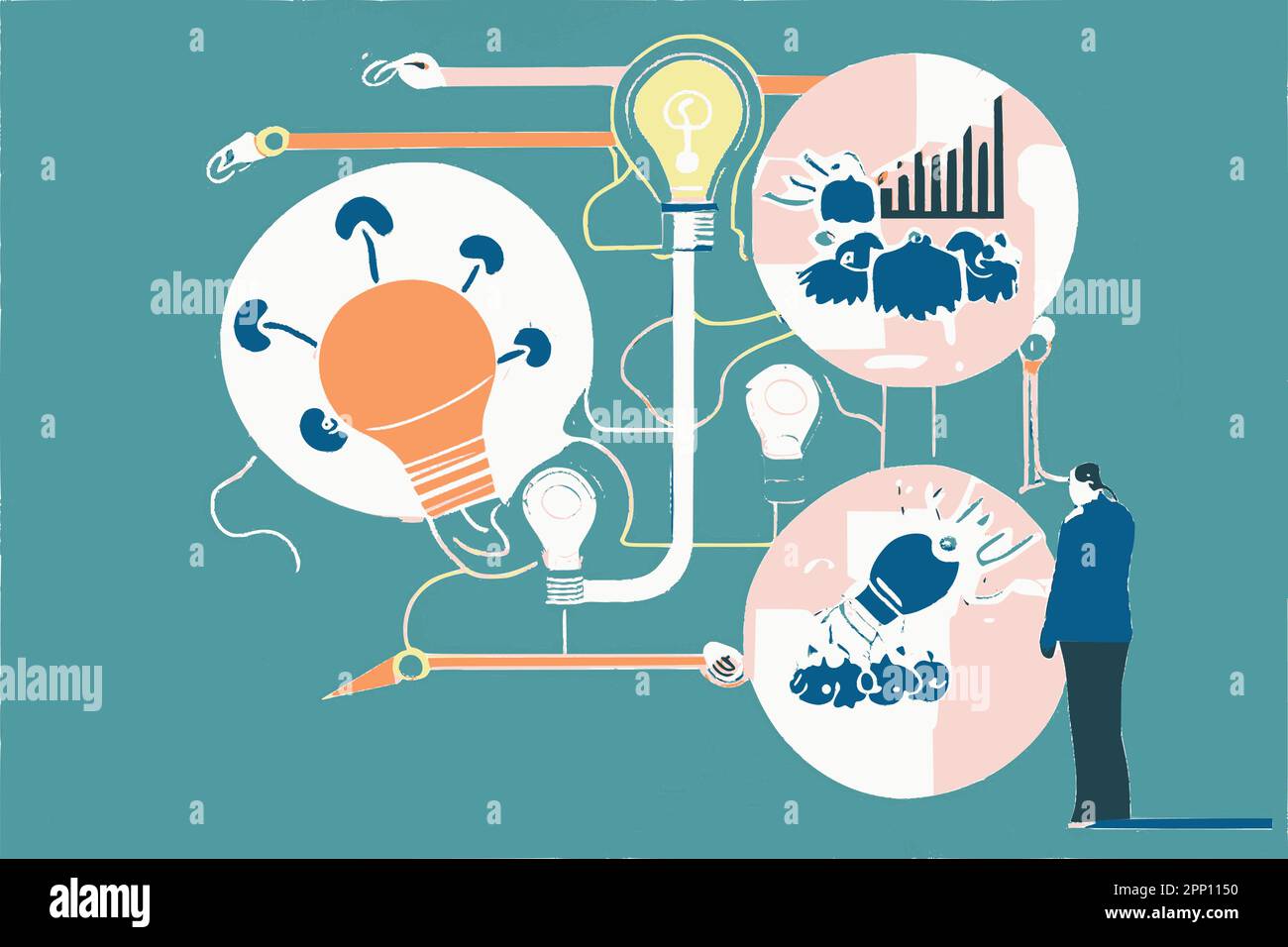 Business concept vector image. Thinking process from idea to ...