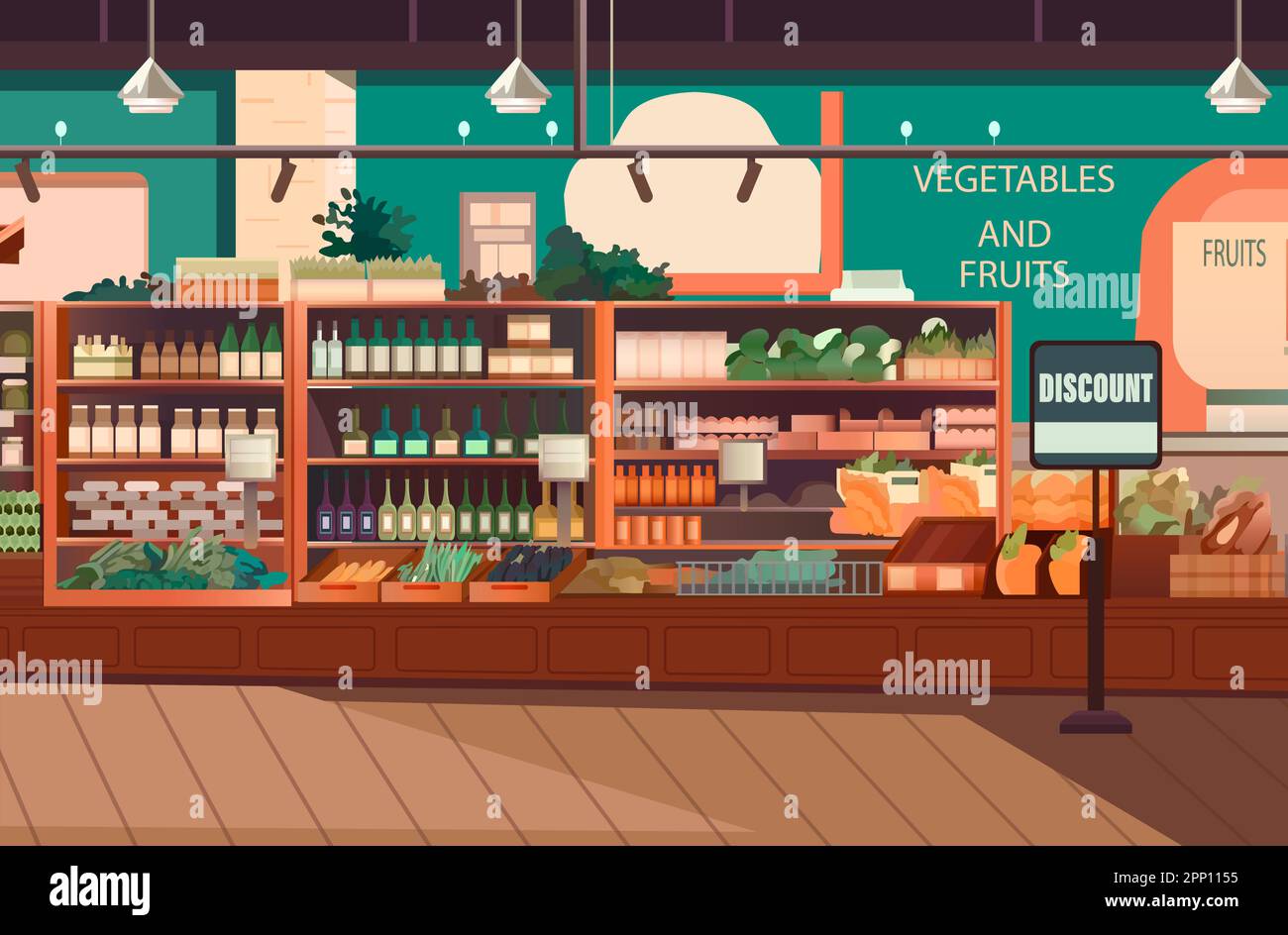 modern grocery shop interior supermarket with food product shelves ...