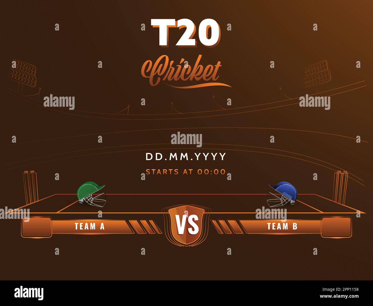 T20 Cricket Match Between Team A VS B With Attire Helmets On Pitch ...
