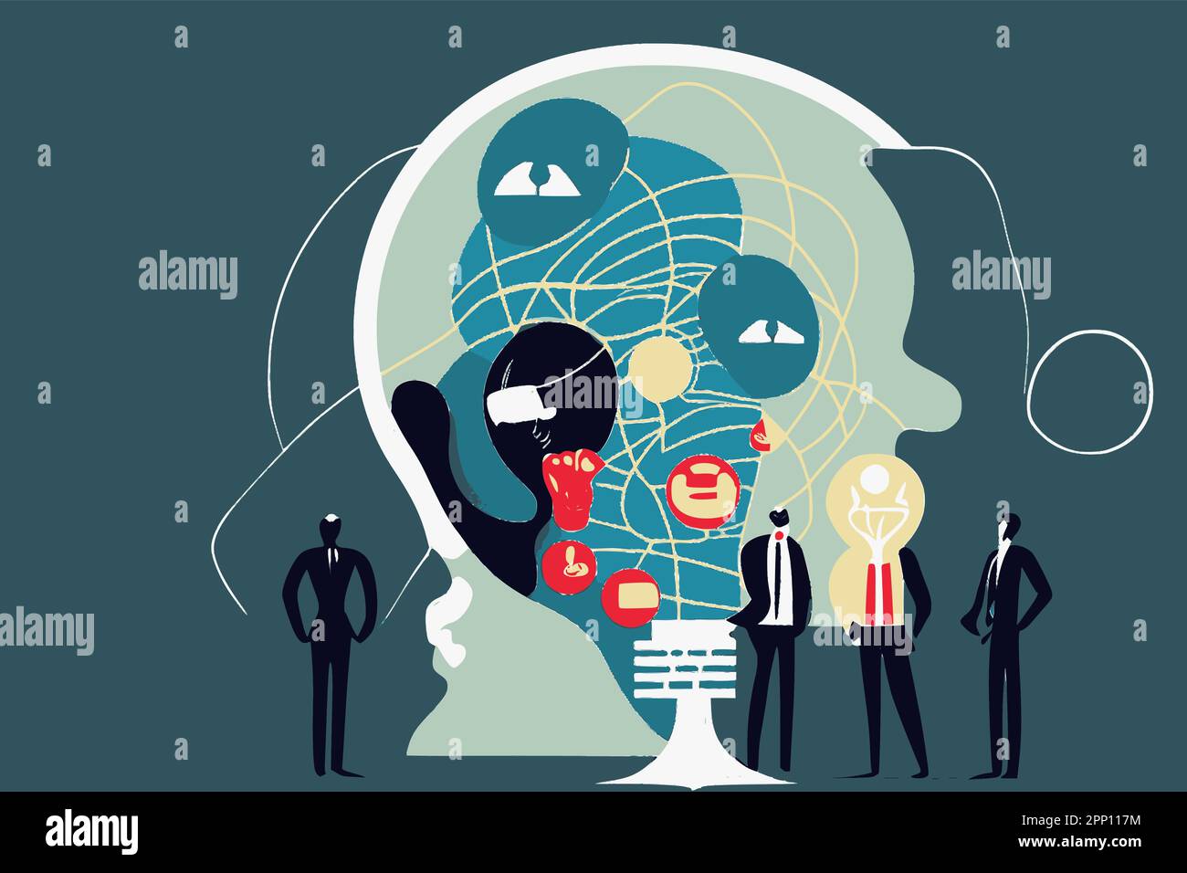 Business concept vector image. Thinking process from idea to implementation Stock Vector Image ...