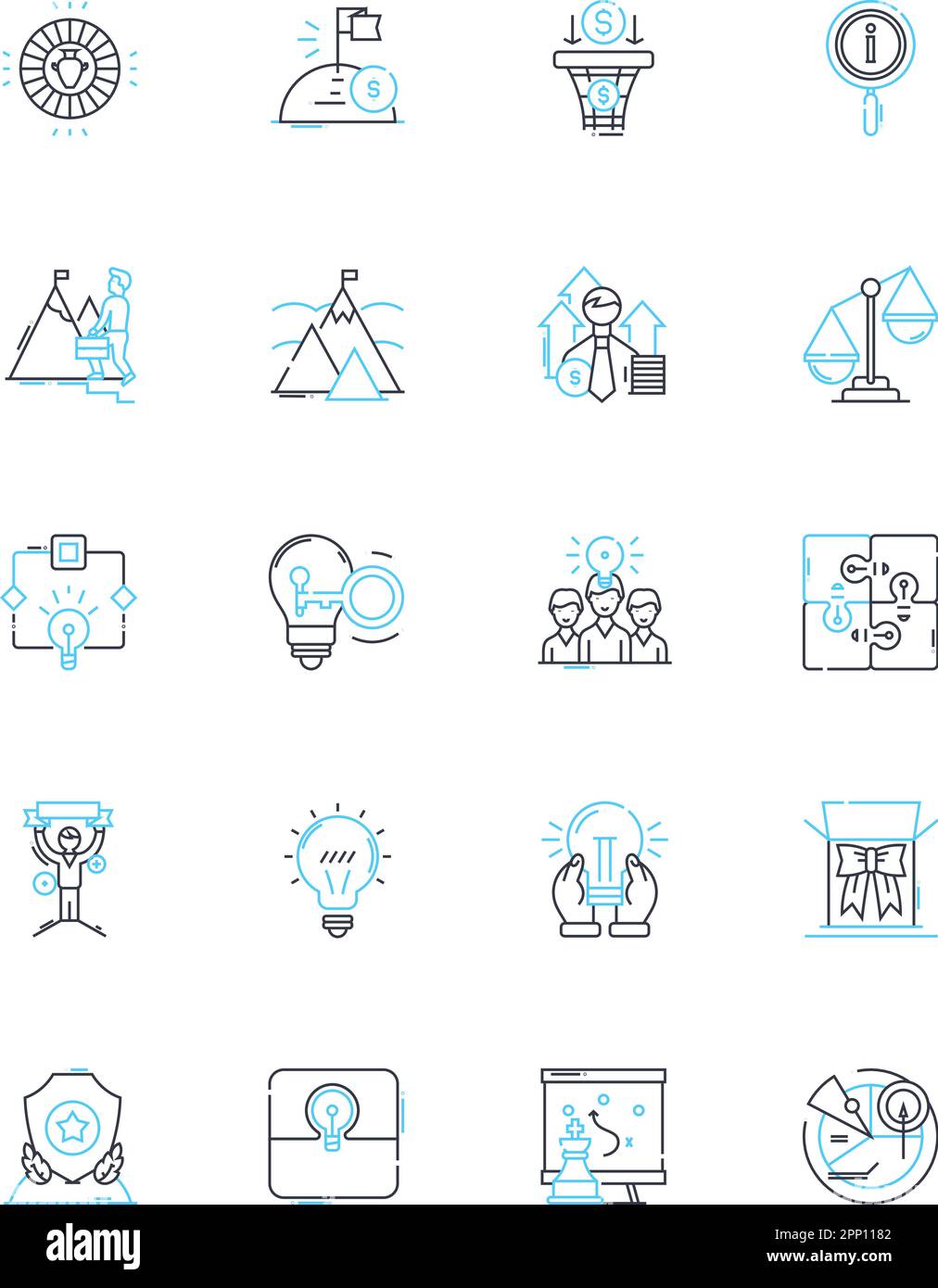 Personal improvement linear icons set. Progress, Growth, Development ...