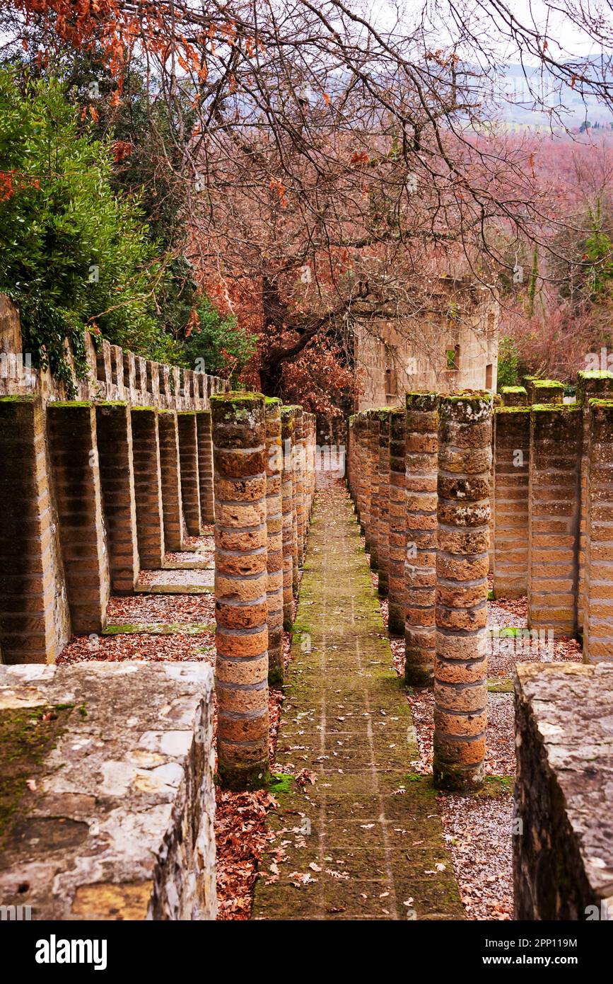 Pesperctive of old stone columns Stock Photo - Alamy