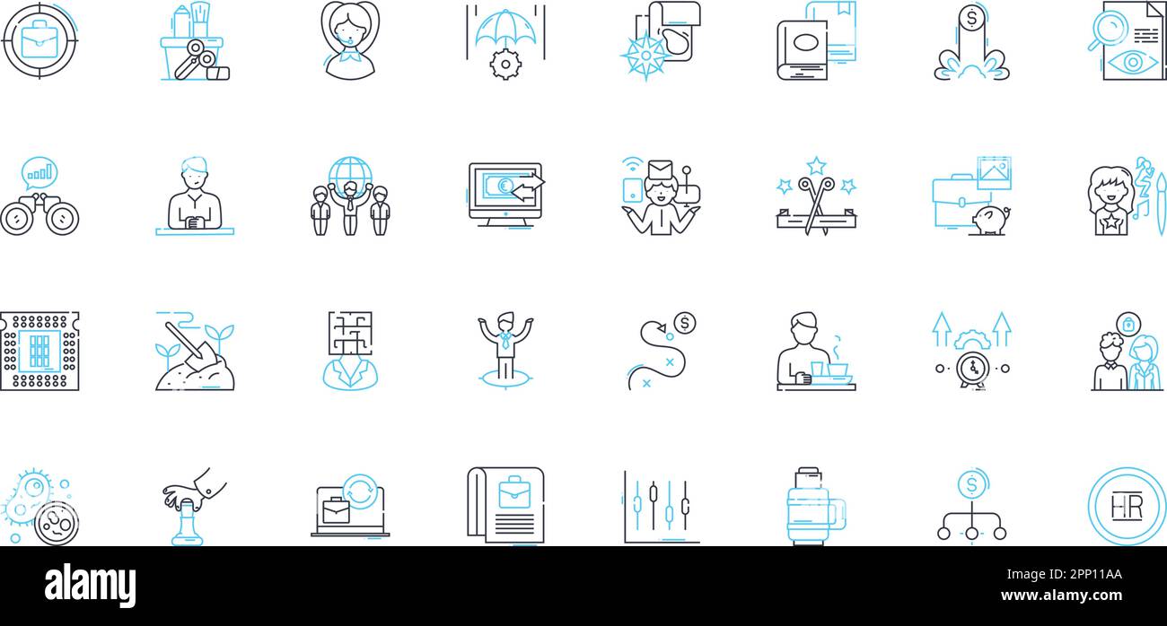 Corporate world linear icons set. Business, Finance, Industry, Company ...
