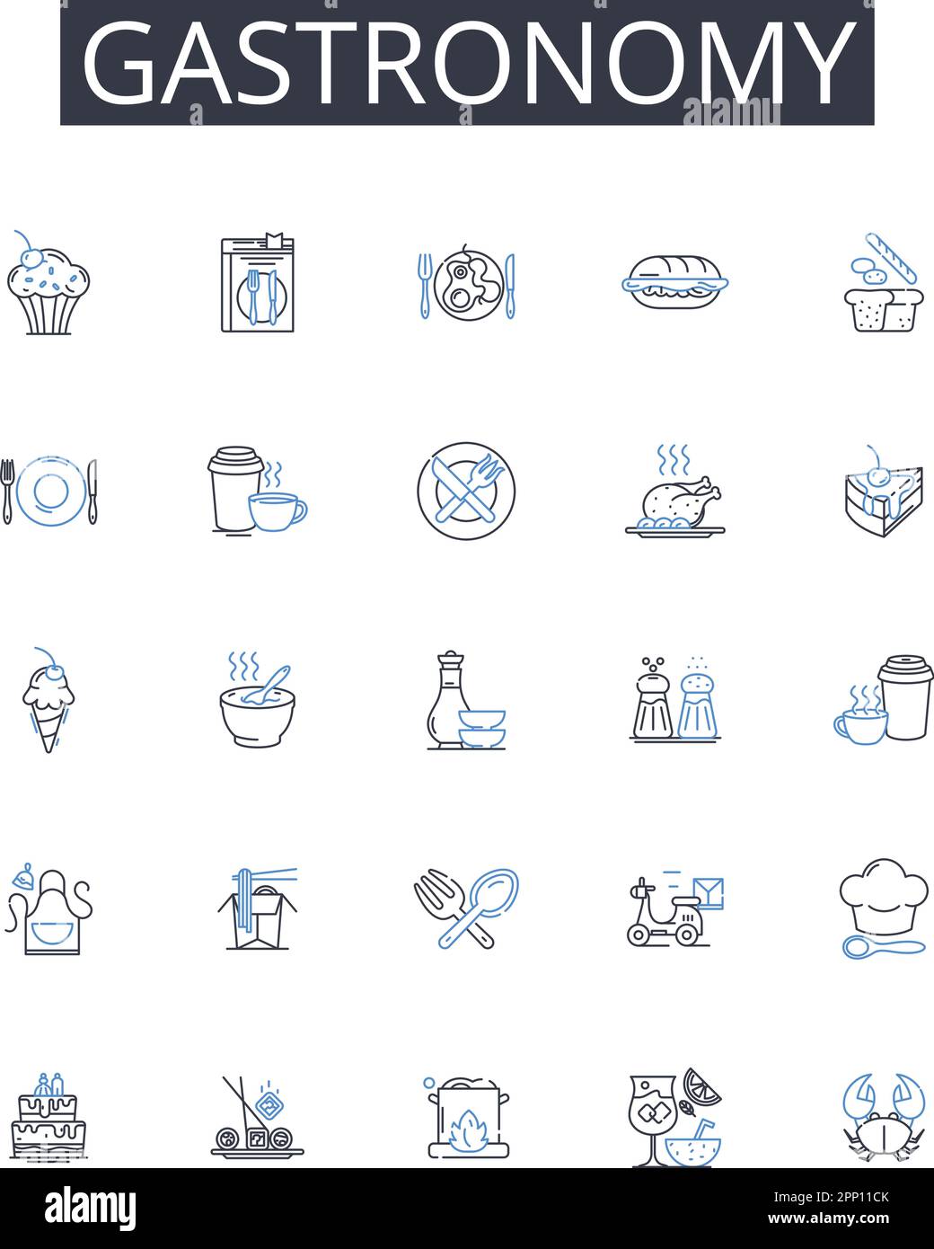 Gastronomy line icons collection. Culinarian Cuisine, Epicurean ...