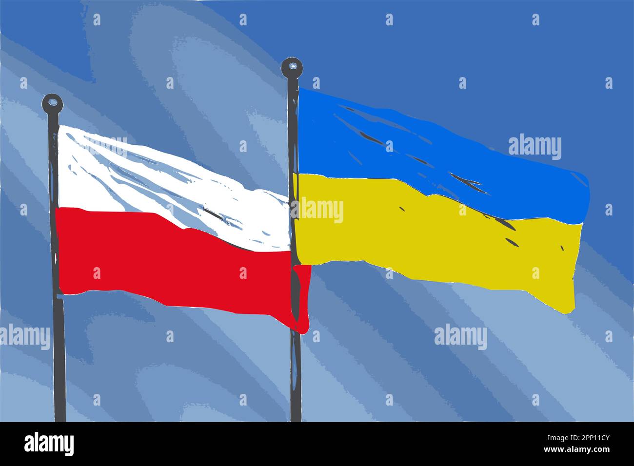 The flags of Poland and Ukraine fly together as a symbol of opposition ...