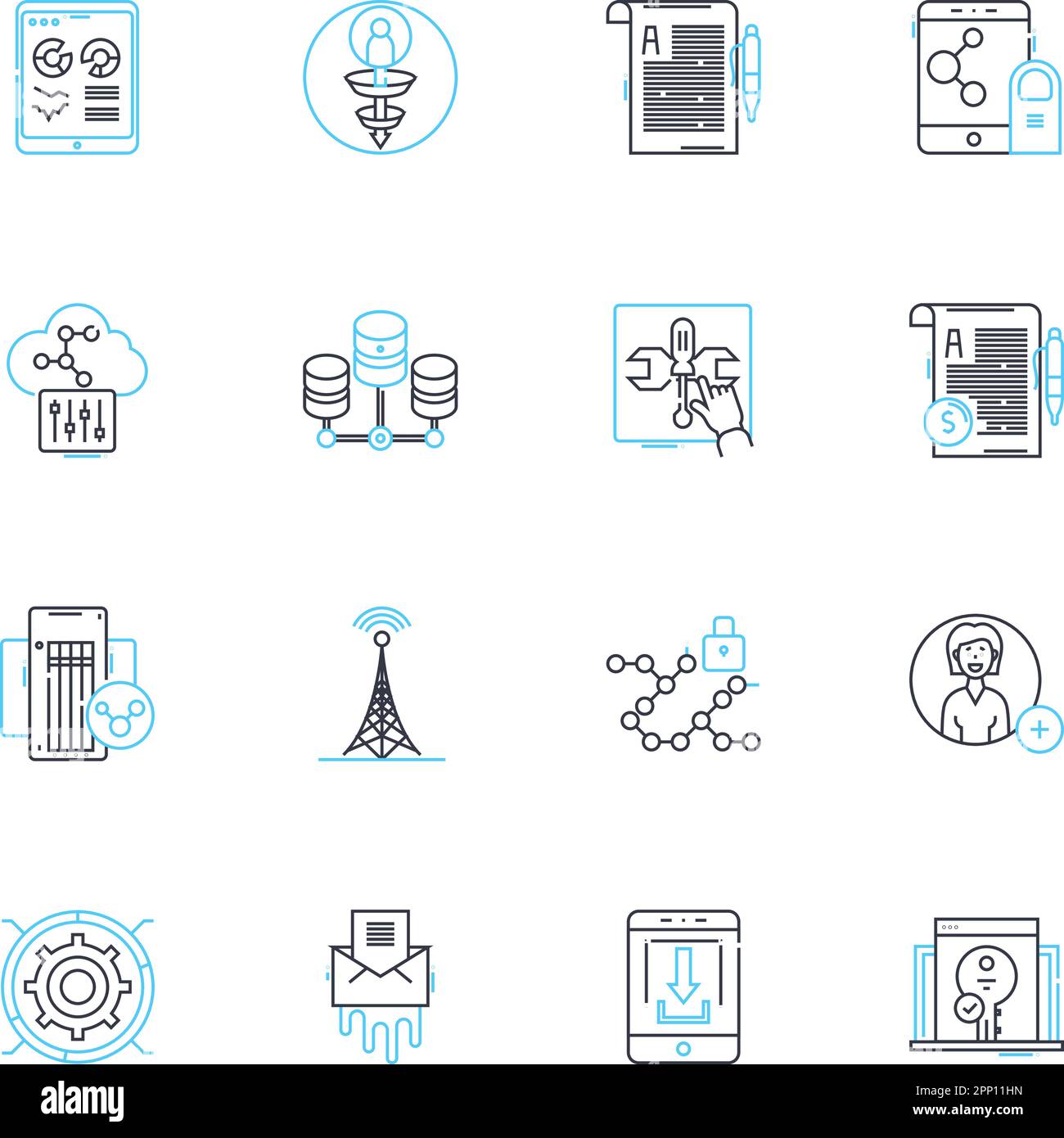 Cybersecurity Measures Linear Icons Set Firewall Encryption Authentication Authorization