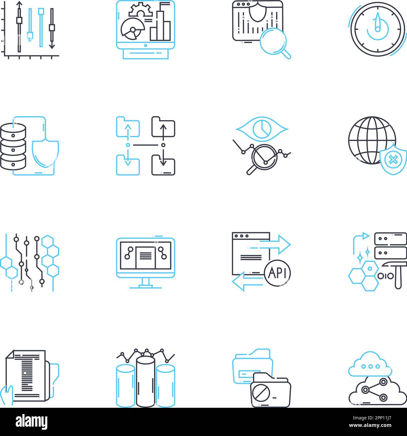 Strategic business linear icons set. Planning, Analysis, Decision ...