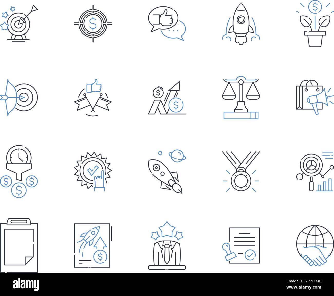 Strategic control line icons collection. Plan, Direction, Authority, Management, Guidance ...