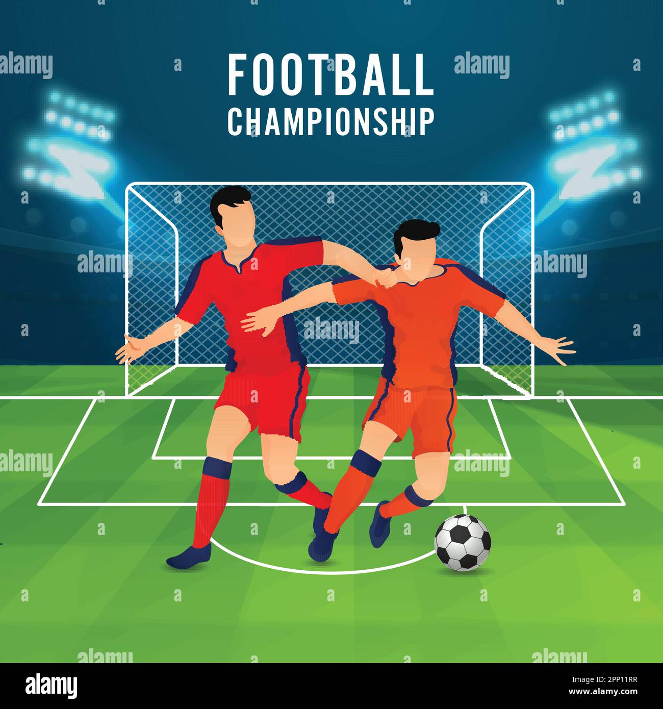 Football Championship Poster Design With Faceless Footballer Players Of ...