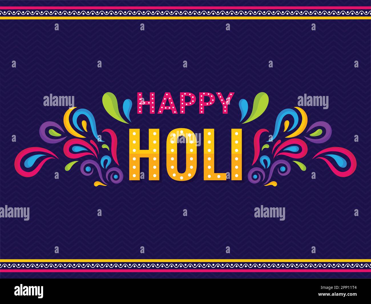 Vector Marquee Lights Happy Holi Text With Colorful Arc Drops On Purple ...