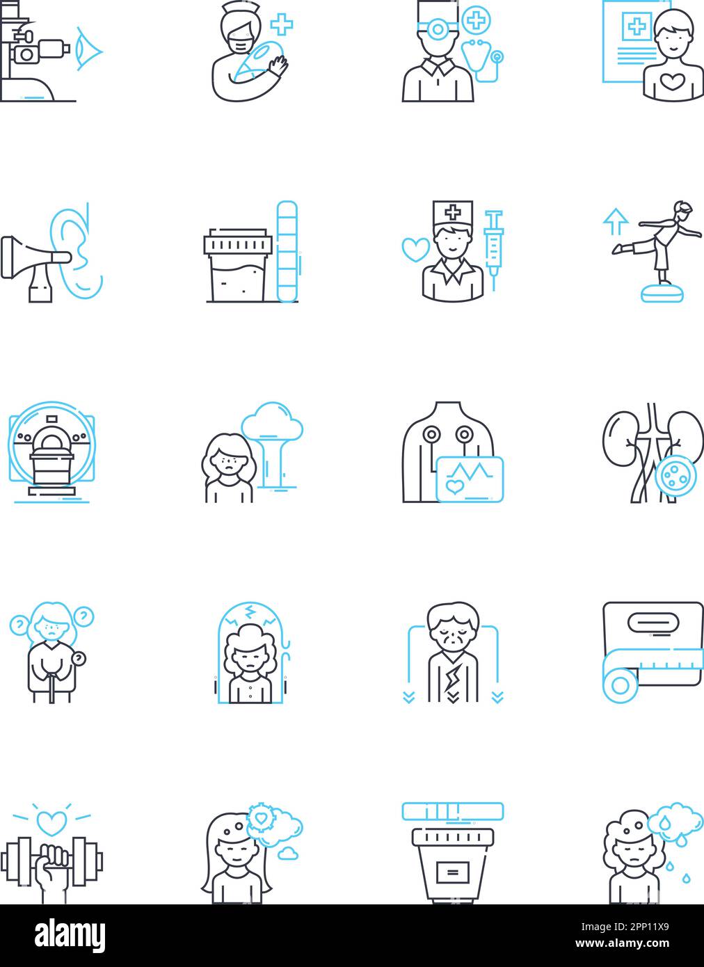 Health Supervision Linear Icons Set Checkups Prevention Screening