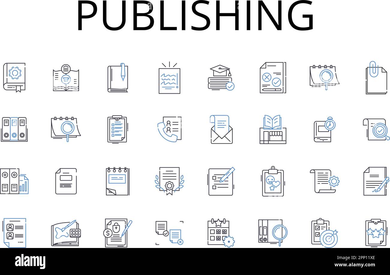 Publishing line icons collection. Printing press, Bookmaking, Magazine ...