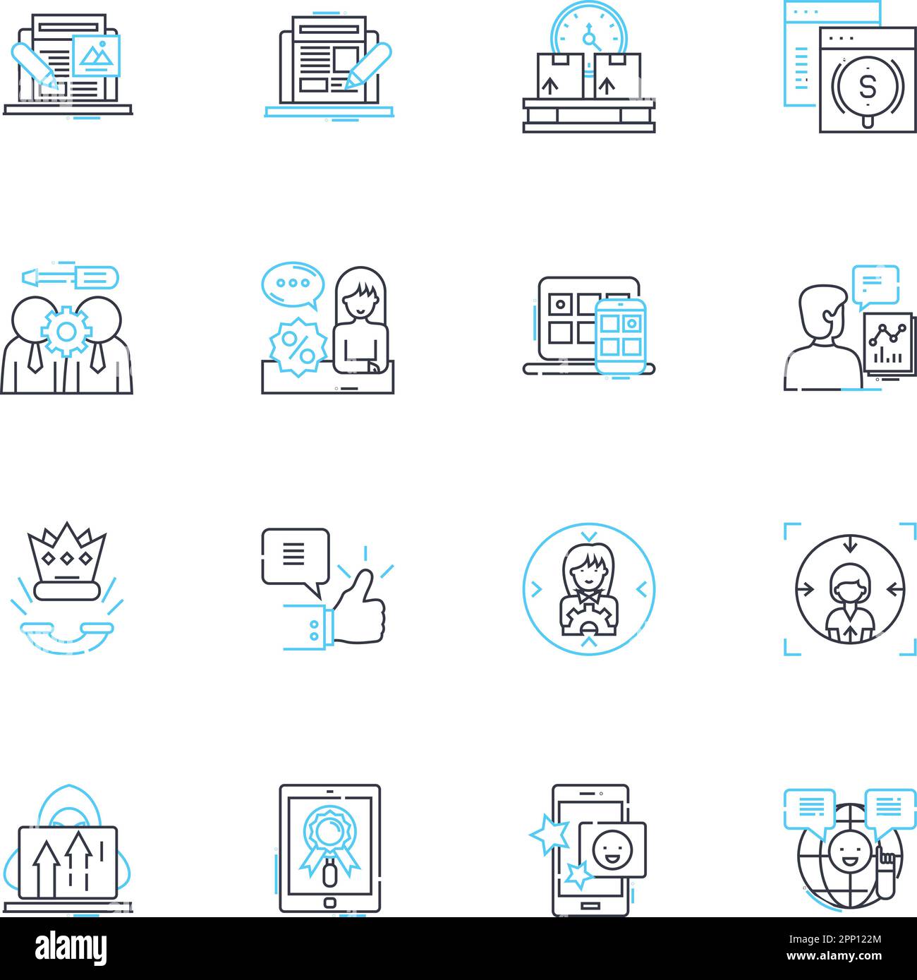 Email promotion linear icons set. Newsletter, Campaign, Outreach, Blast ...