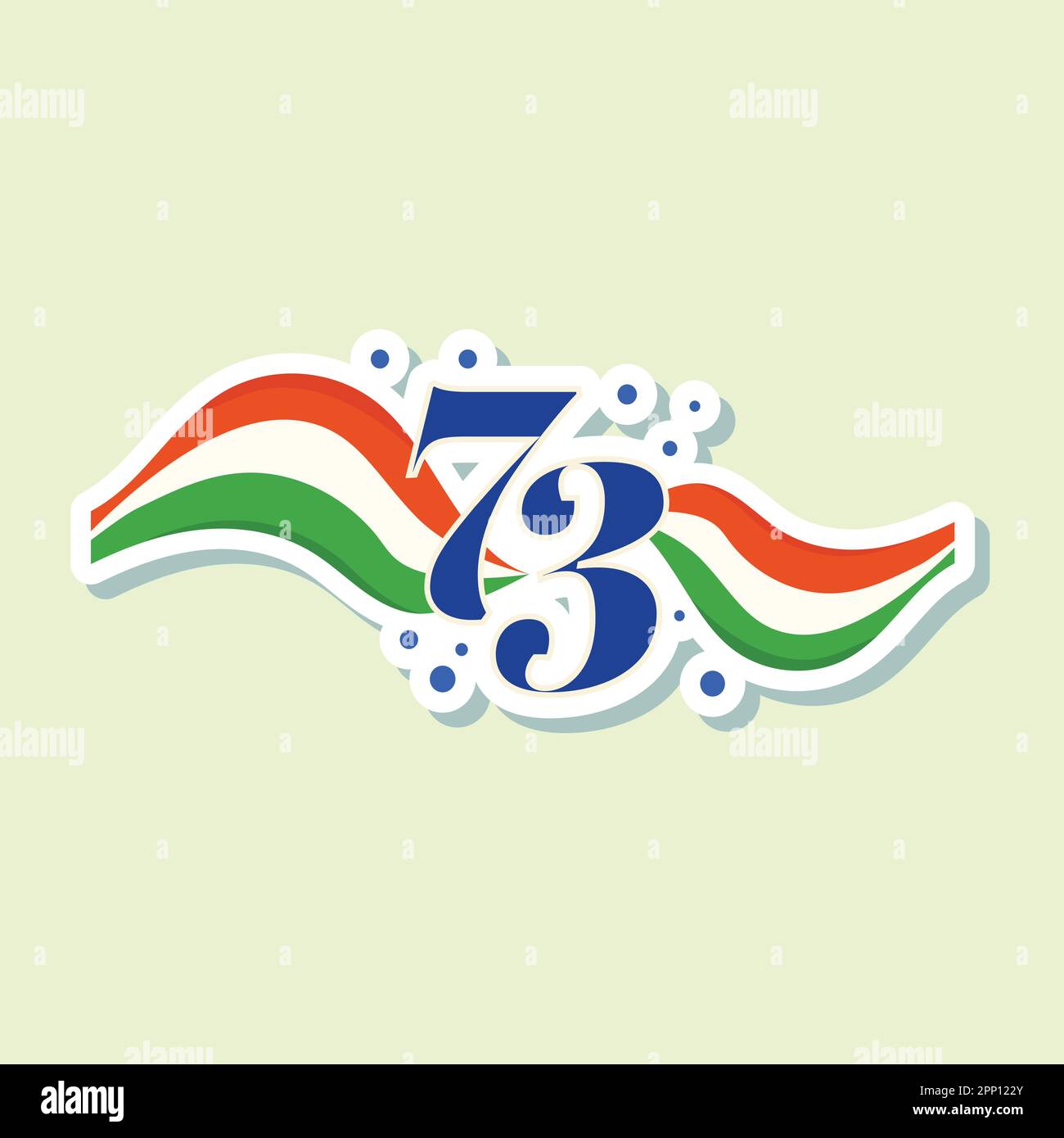 Isolated 73 Font Number With Indian National Waving Flag, Republic Day ...