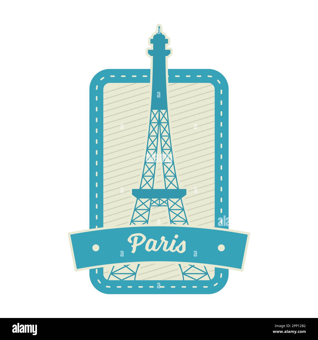 Isolated Eiffel Tower In Square Frame For Paris Stamp Or Sticker Design ...
