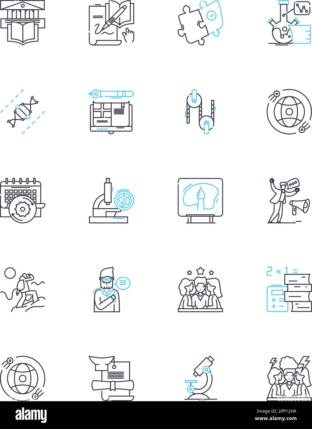 Institute linear icons set. Education, Research, Innovation, Experts ...
