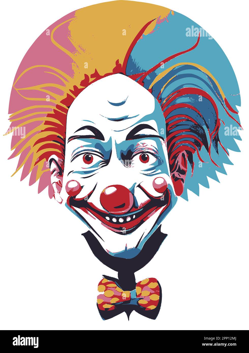 Funny portrait of a clown isolated in a white, color vector image Stock ...