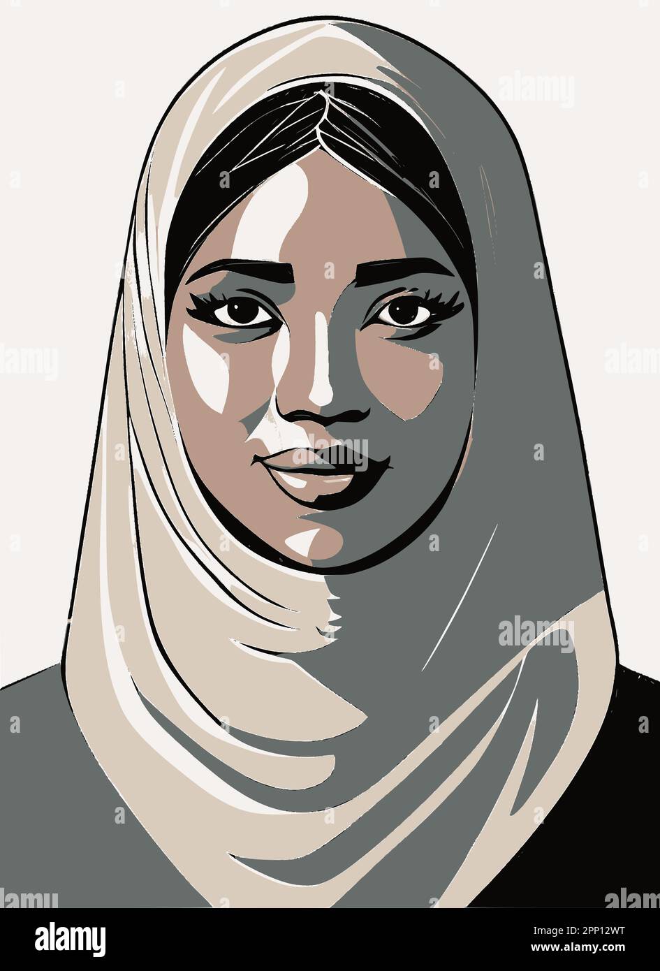 Portrait of a beautiful Arab woman, vector graphics Stock Vector Image ...