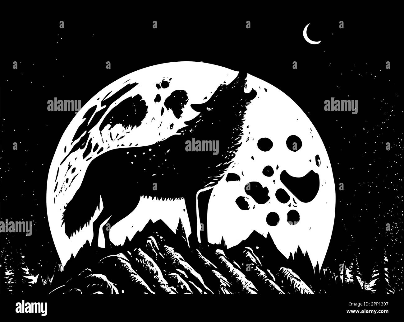 Moon against dark sky Stock Vector Images - Alamy