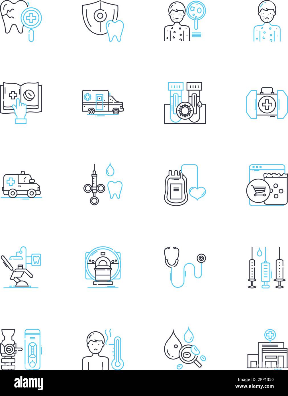 Internal medicine linear icons set. Diagnosis, Treatment, Expertise ...