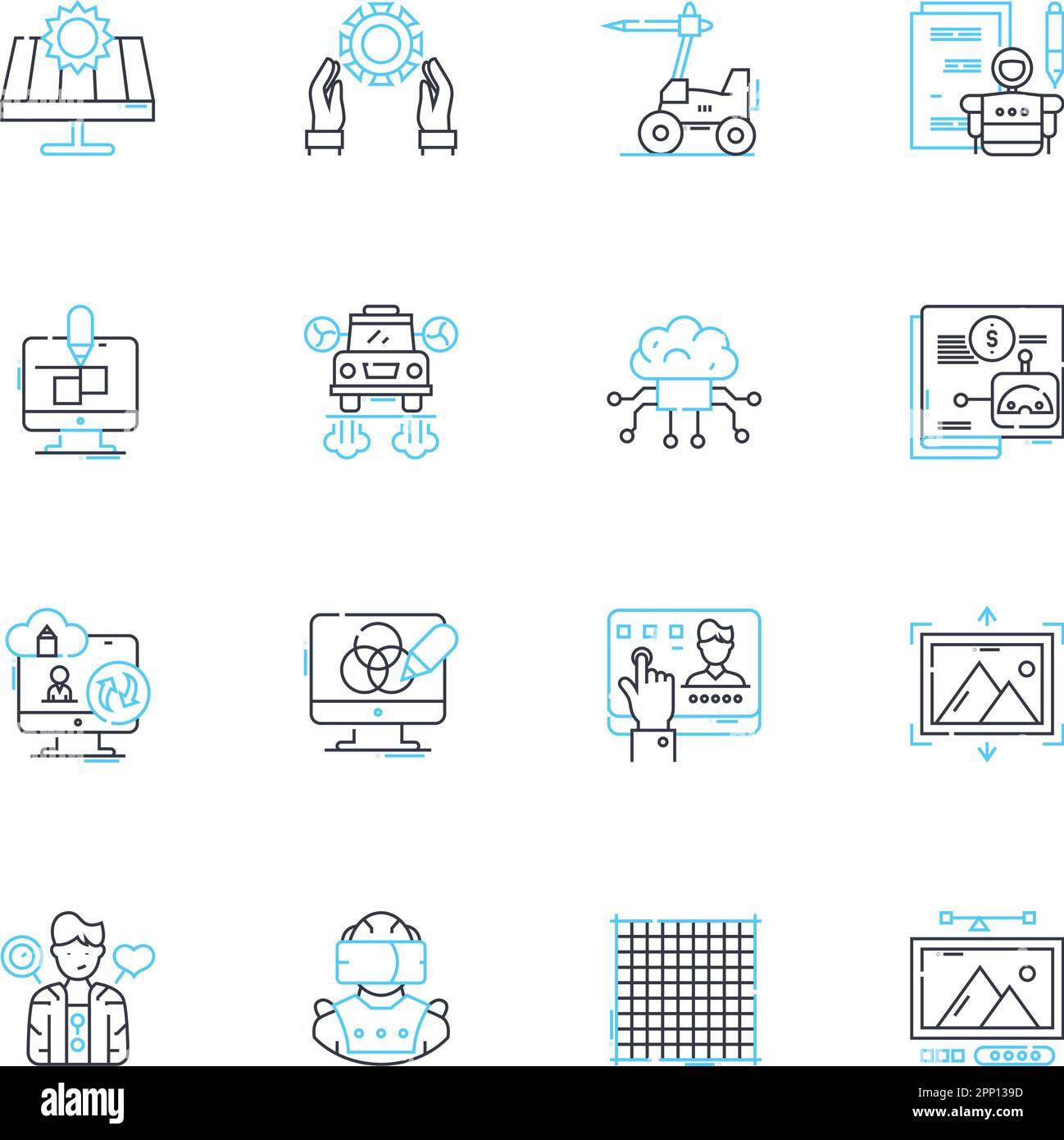 Independent machines linear icons set. Autonomy, Self-sufficient ... Independent machines linear icons set. Autonomy, Self-sufficient ...