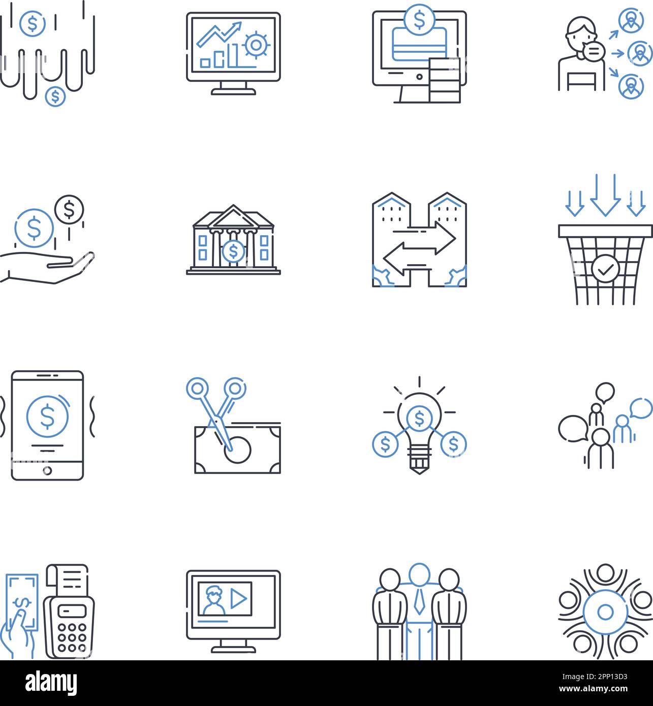 Revenue stream line icons collection. Profit, Sales, Income, Earnings ...