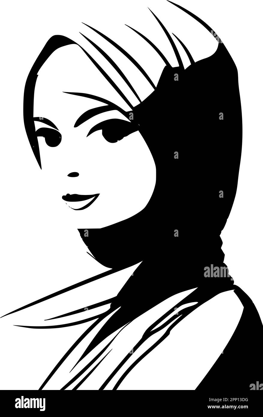 Portrait of a beautiful Arab woman, vector graphics Stock Vector Image ...