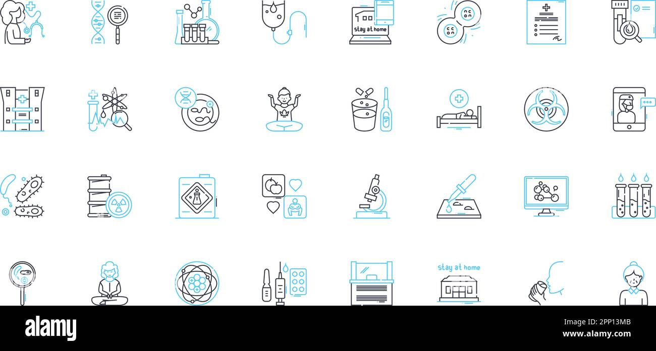 Contagion linear icons set. Virus, Epidemic, Outbreak, Infection ...