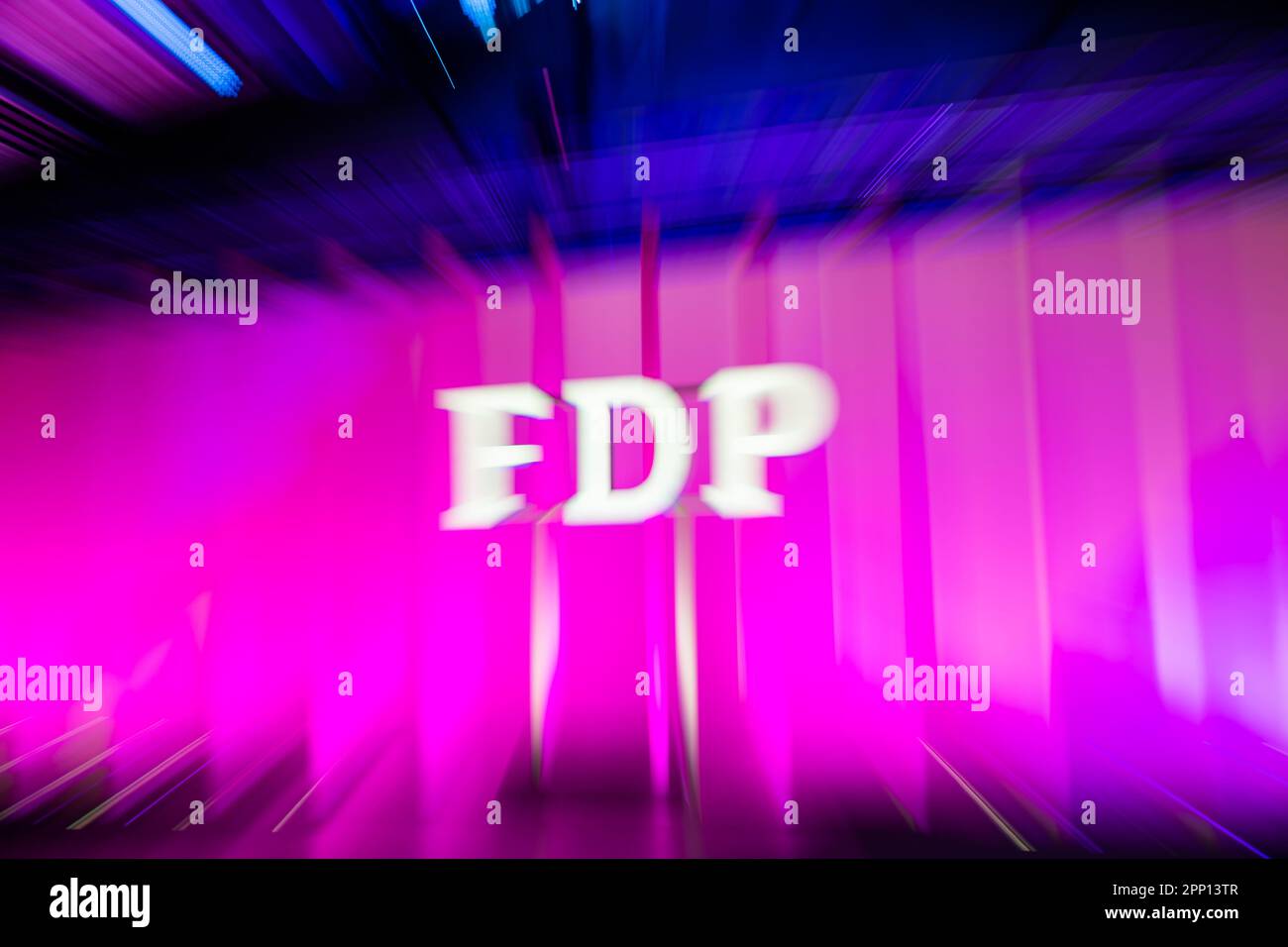 Berlin, Germany. 21st Apr, 2023. The FDP logo at the FDP national party ...
