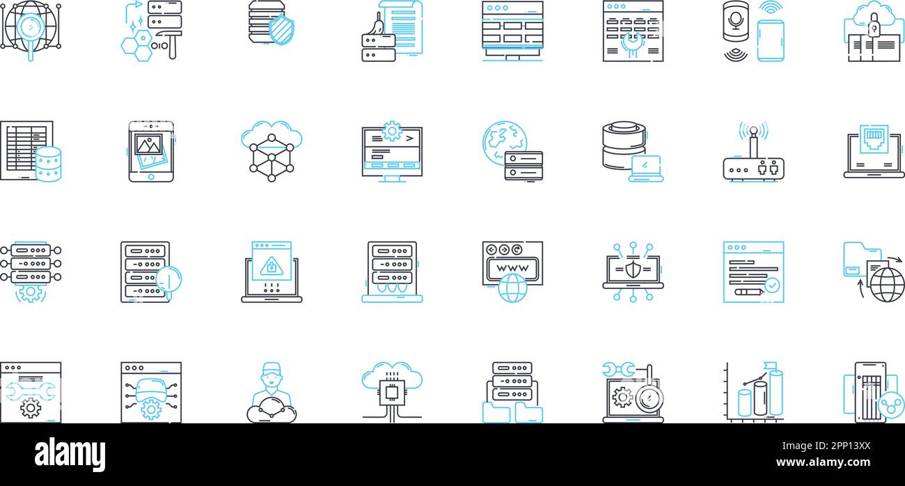 Data Backup Linear Icons Set Recovery Restore Archive Protect