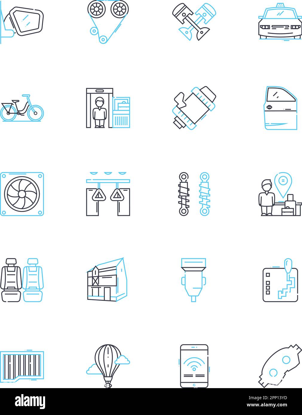 Motorist linear icons set. Driver, Commuter, Car, Traffic, Highway ...