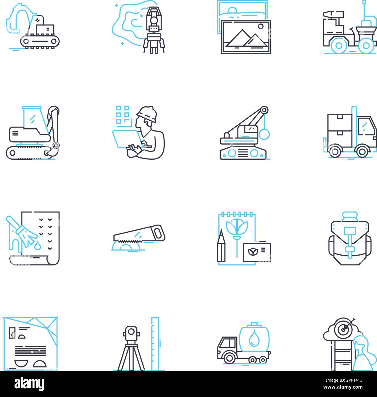 Economic expansion linear icons set. Growth, Prosperity, Development ...