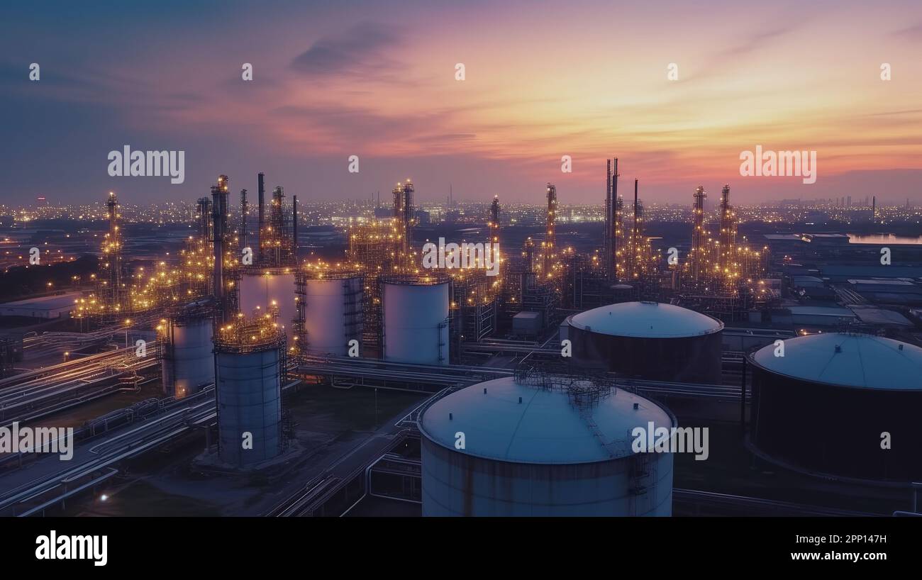 Oil refinery factory night smoke hi-res stock photography and images ...