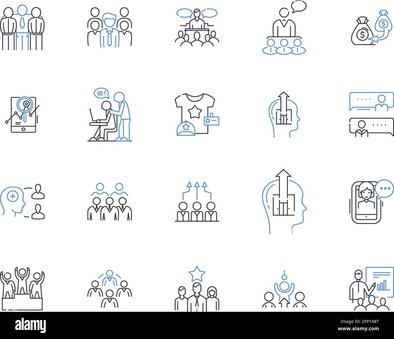 Cooperative Partnership Line Icons Collection Synergy Collaboration Alliance Trust Unity