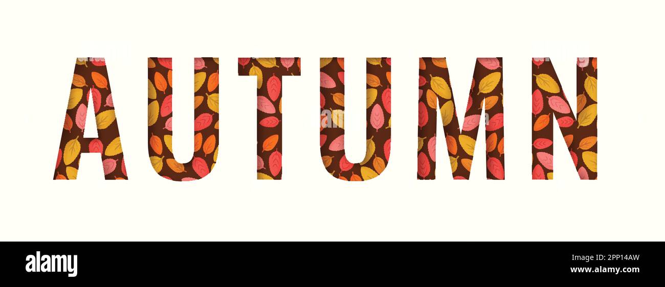 Cut Out Autumn Text Over Leaves Fall Background. Banner Or Header ...