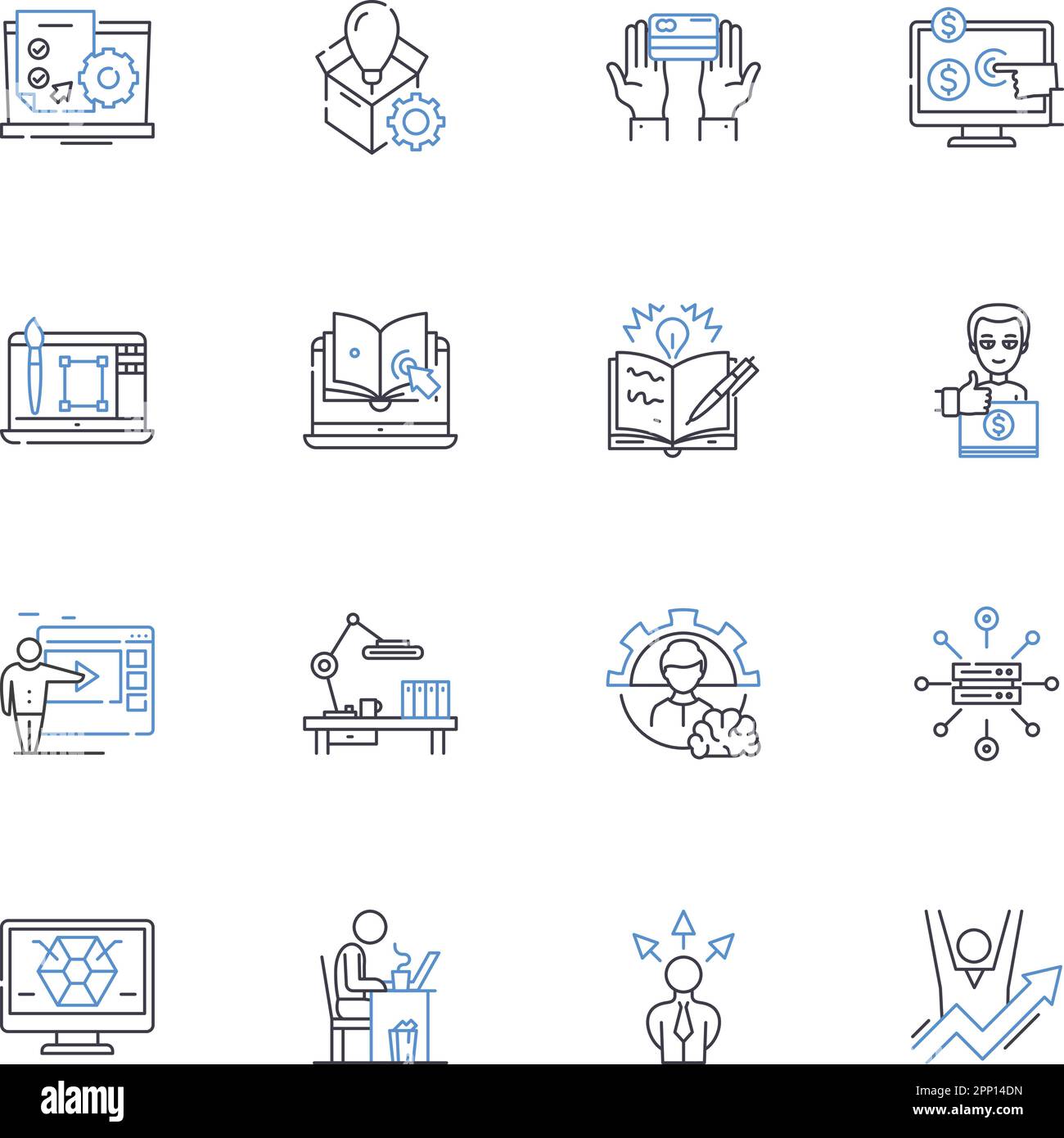Busy establishment line icons collection. Hectic, Bustling, Active ...