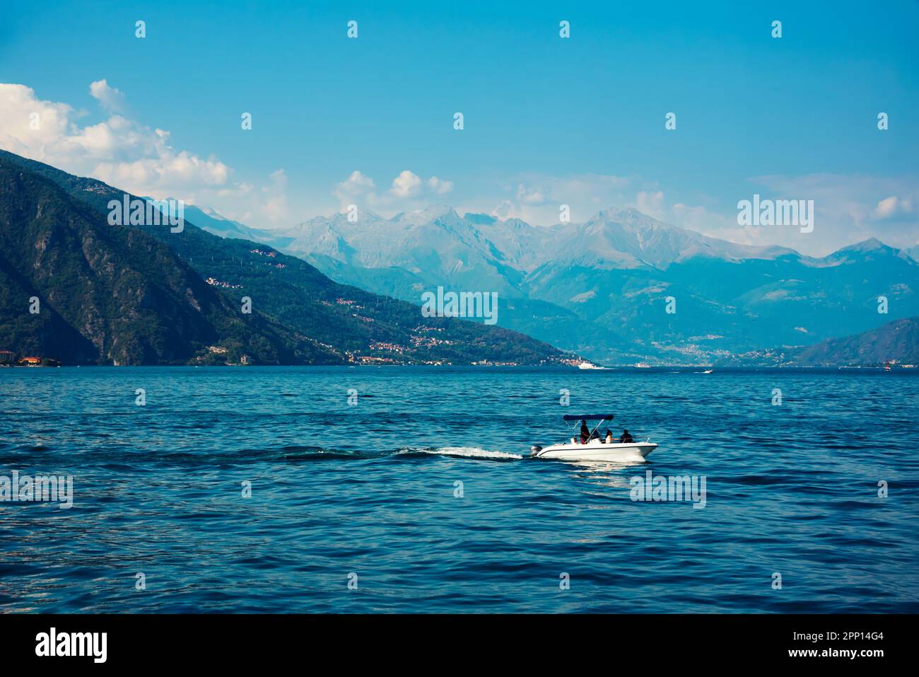 Lake Como. Natural landscape with mountains by lake Stock Photo - Alamy